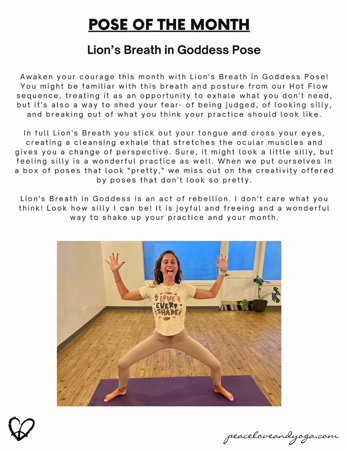 March Pose of the Month - peace love and yoga