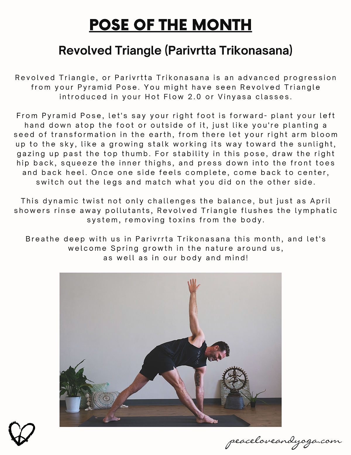 April Pose of the Month - peace love and yoga