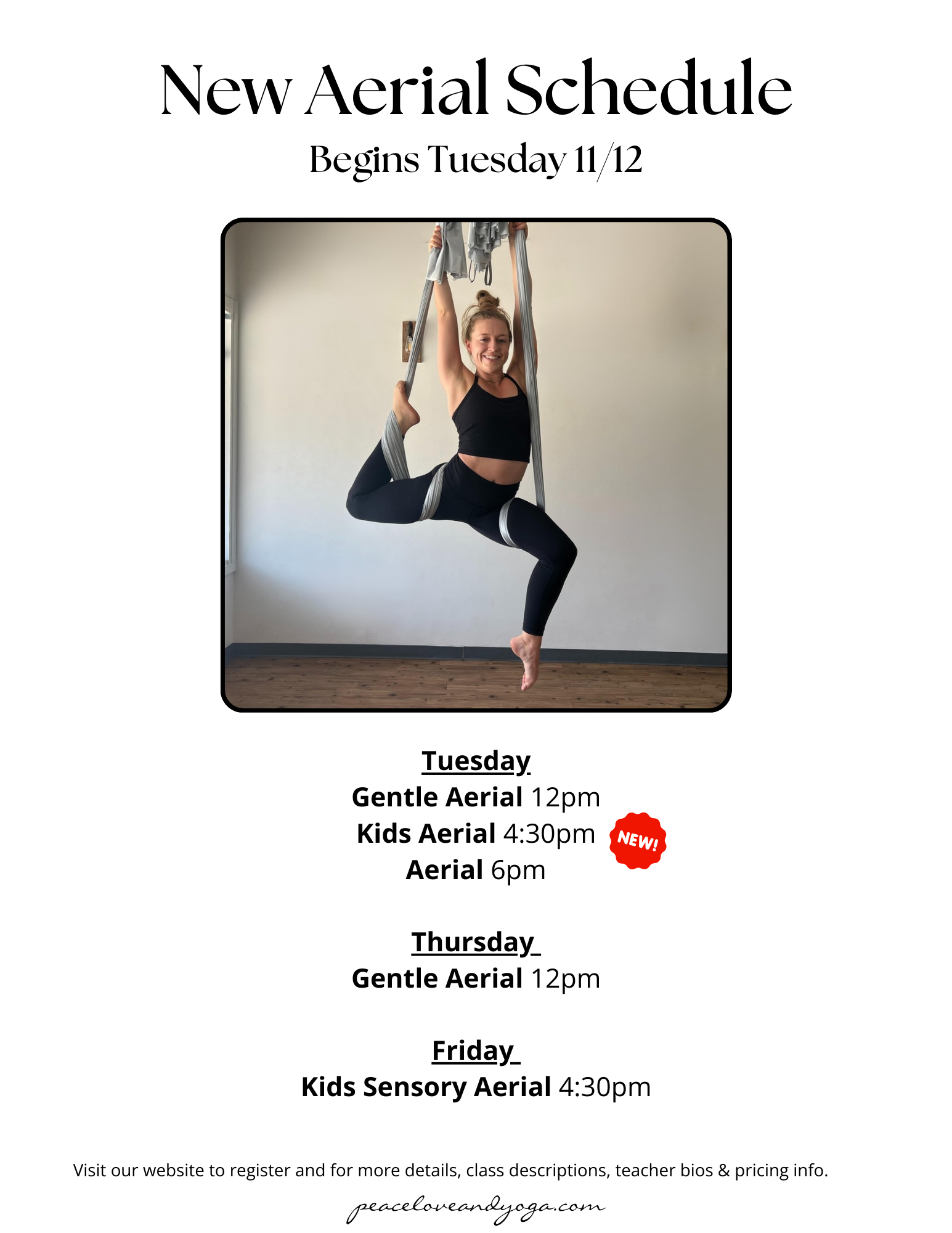 Aerial Yoga - peace love and yoga